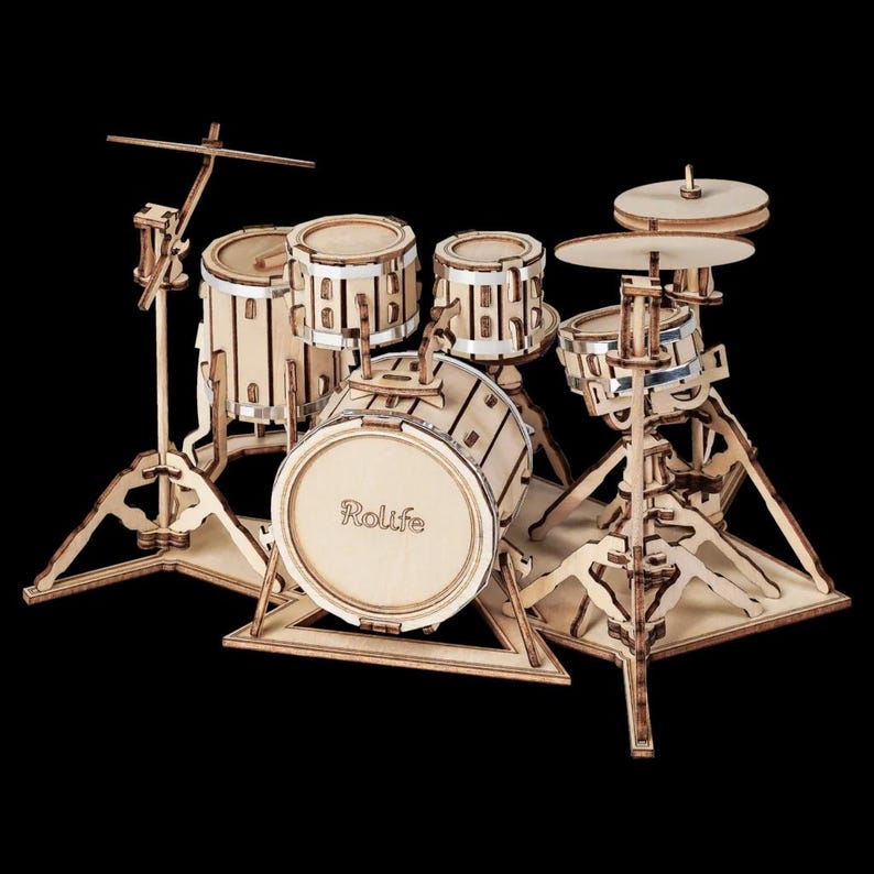 3D Wooden Drum Puzzle Kit: DIY Musical Instrument Model - Etsy