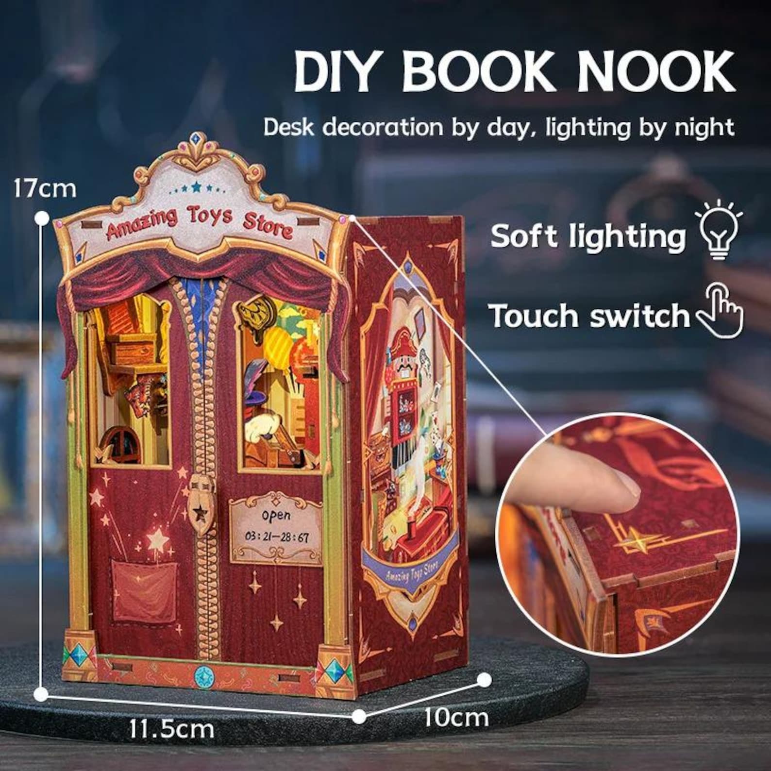 DIY Toy Store Book Nook Kit: Miniature Wooden Dollhouse Bookshelf ...