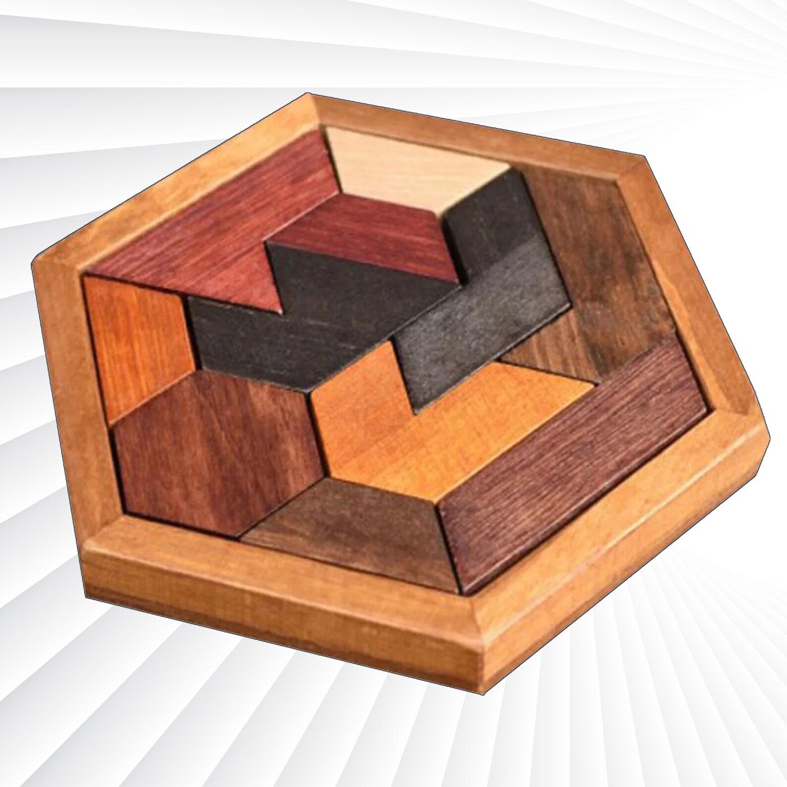 Hexagonal Wooden Geometric Puzzle Board - Montessori Chess Game ...
