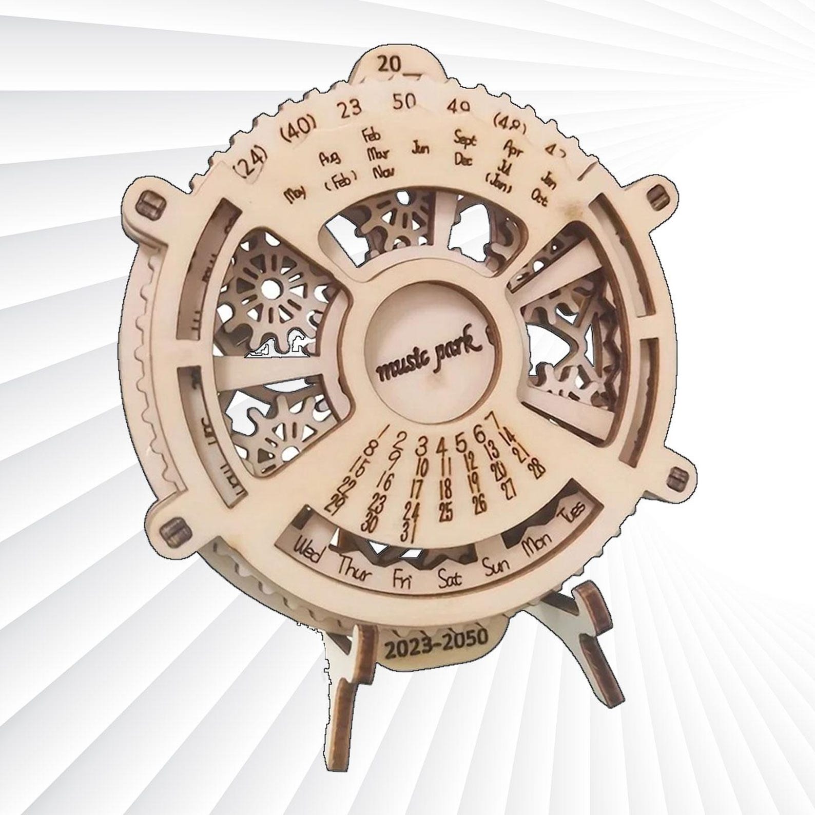 DIY 3D Wooden Perpetual Calendar Puzzle Kit - Mechanical Gears Toy ...