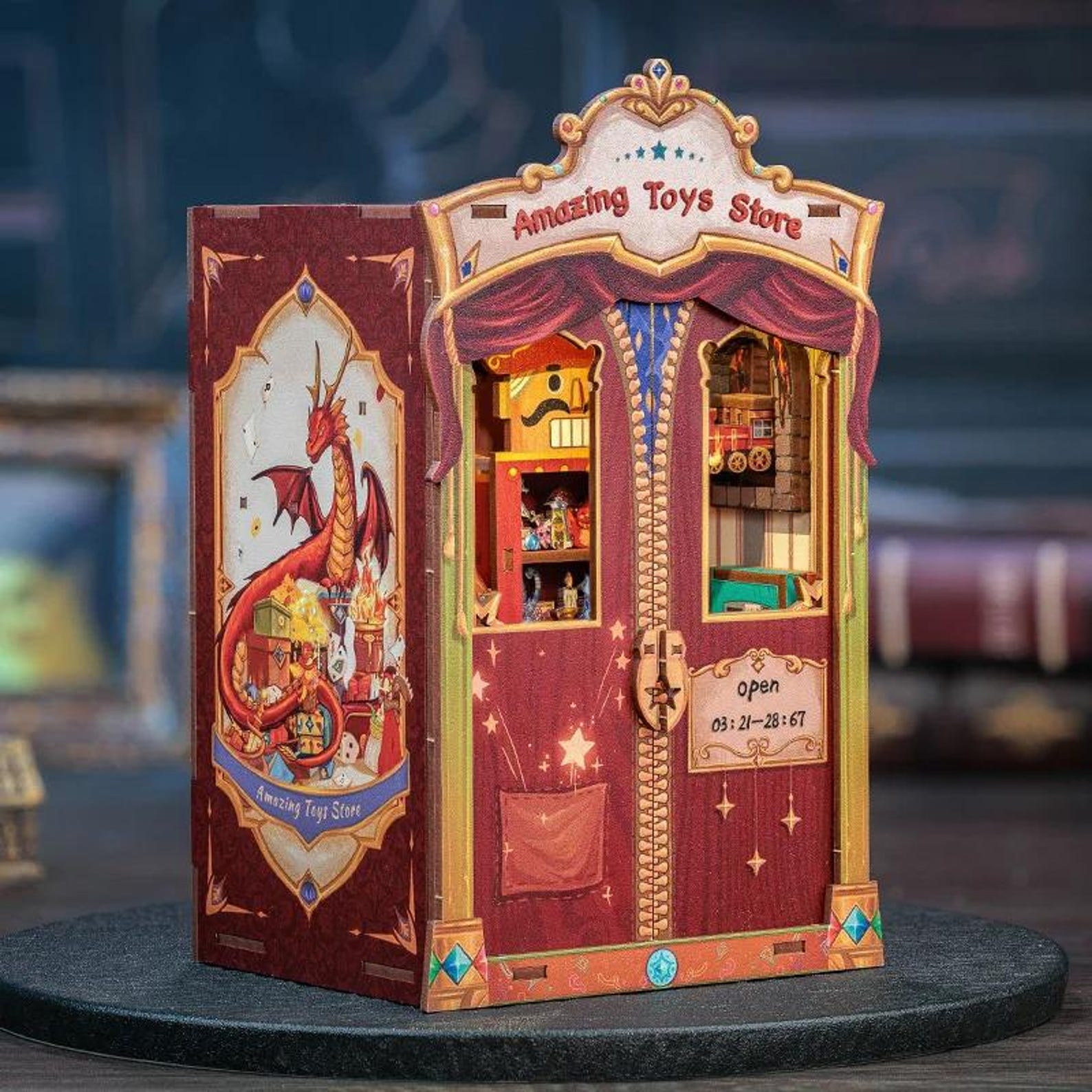 DIY Toy Store Book Nook Kit: Miniature Wooden Dollhouse Bookshelf ...