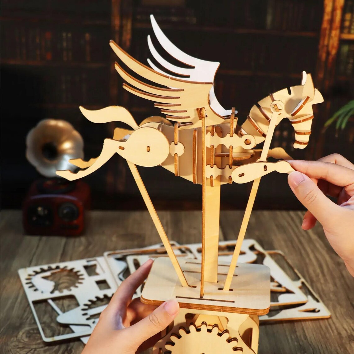 3D Wooden Pegasus Puzzle Kit: DIY Craft Assembly Model - Etsy