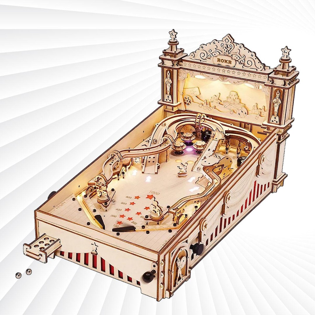 ROKR 3D Wooden Pinball Machine Puzzle – Brainteaser Building Toy & DIY ...