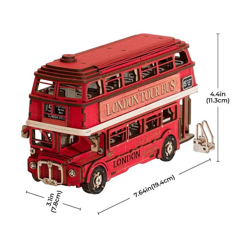 Rolife London Tour Bus 3D Wooden Puzzle - Car Model Toy for Home Decor ...