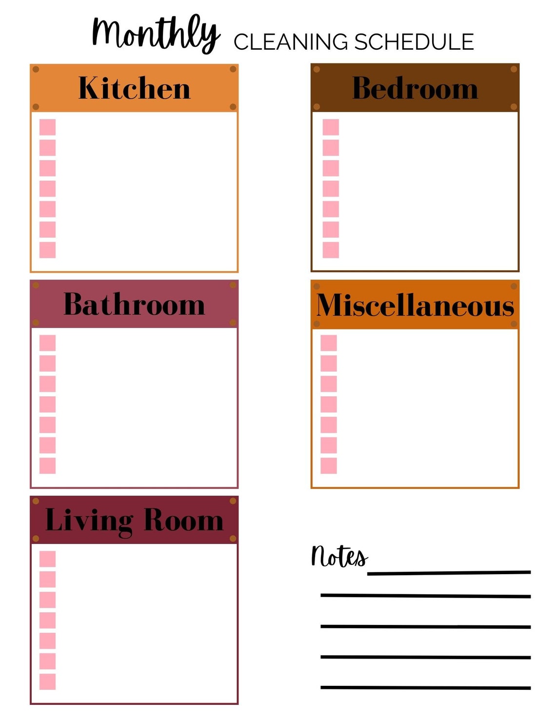 Monthly Cleaning Schedule | Checklist | Editable | Printable - Etsy