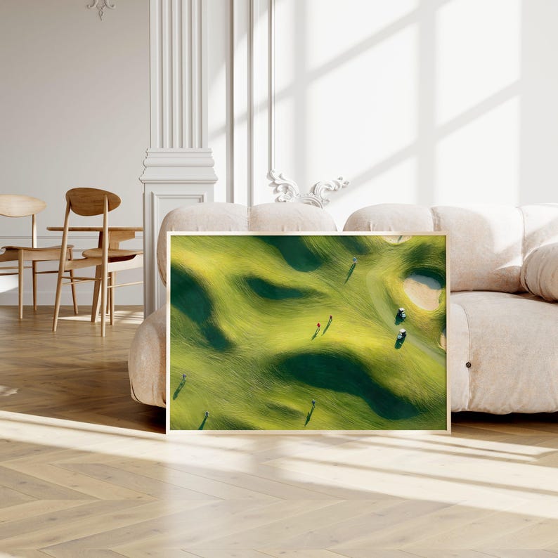 Horizontal Abstract Golf Poster - Green Minimalist Golf Court Art ...