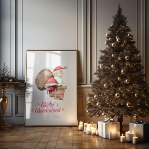 Pink Christmas Printables Set of 24 Wall Art. Winter Holiday Poster ...