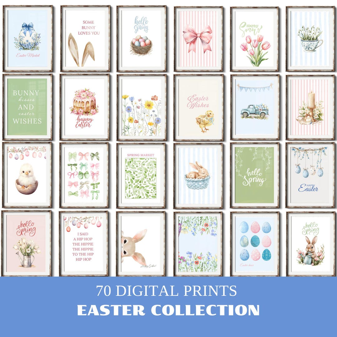 Easter Printable Wall Art Set of 70 Prints. Spring Wall Decor and ...
