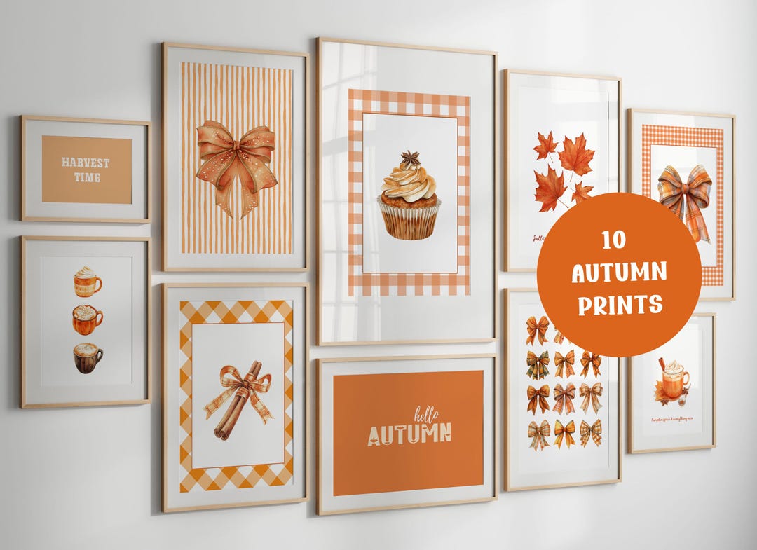 Fall Gallery Wall Set 10 Printable Autumn & Halloween Posters, Digital ...