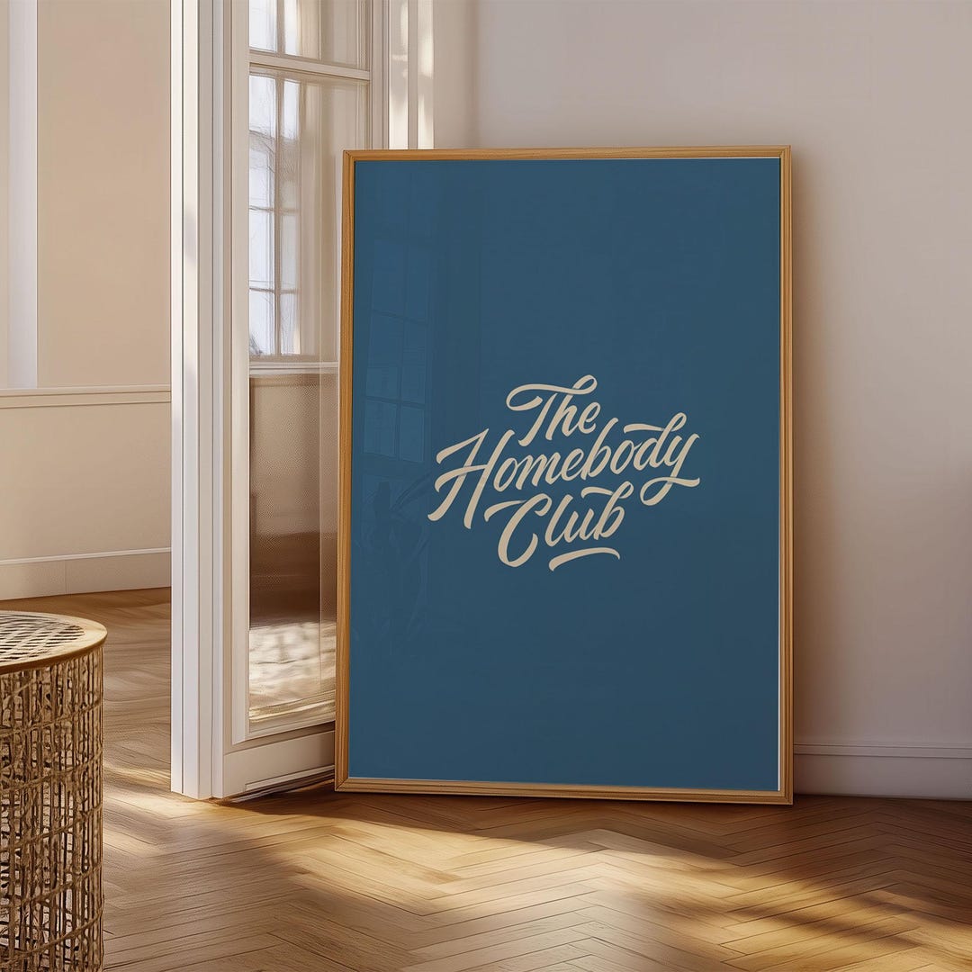 Navy Blue Minimalist the Homebody Club Poster: Printable Gift for ...