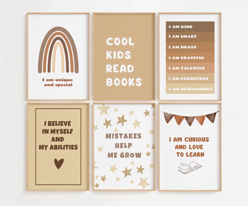 Motivational Growth Mindset Prints. Classroom Wall Decor Set of 6. Boho ...
