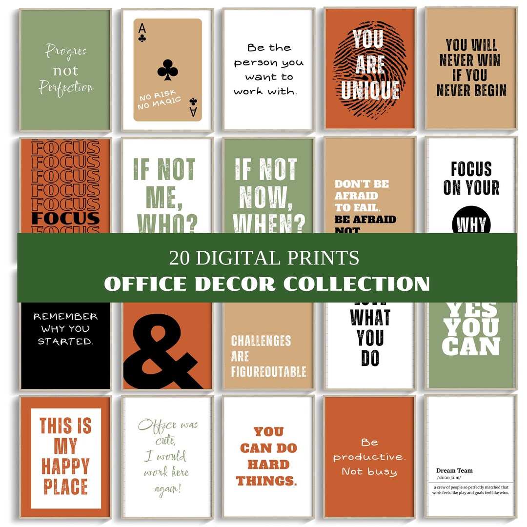 Office Motivational Quotes for Work Set of 20 Posters: Printable Modern ...