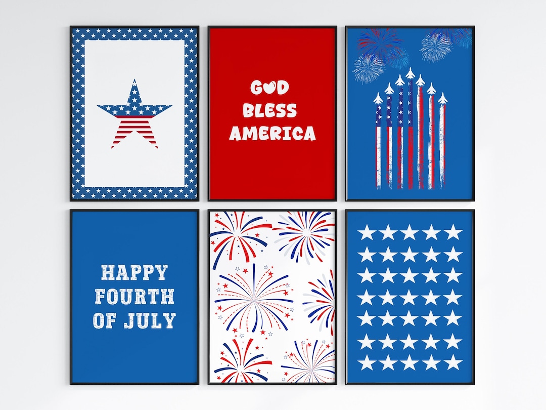 4th of July Wall Art Set of 6. Independence Day. Patriotic Wall Art ...
