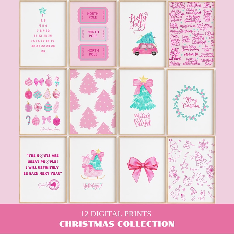 Pink Christmas Print - Etsy