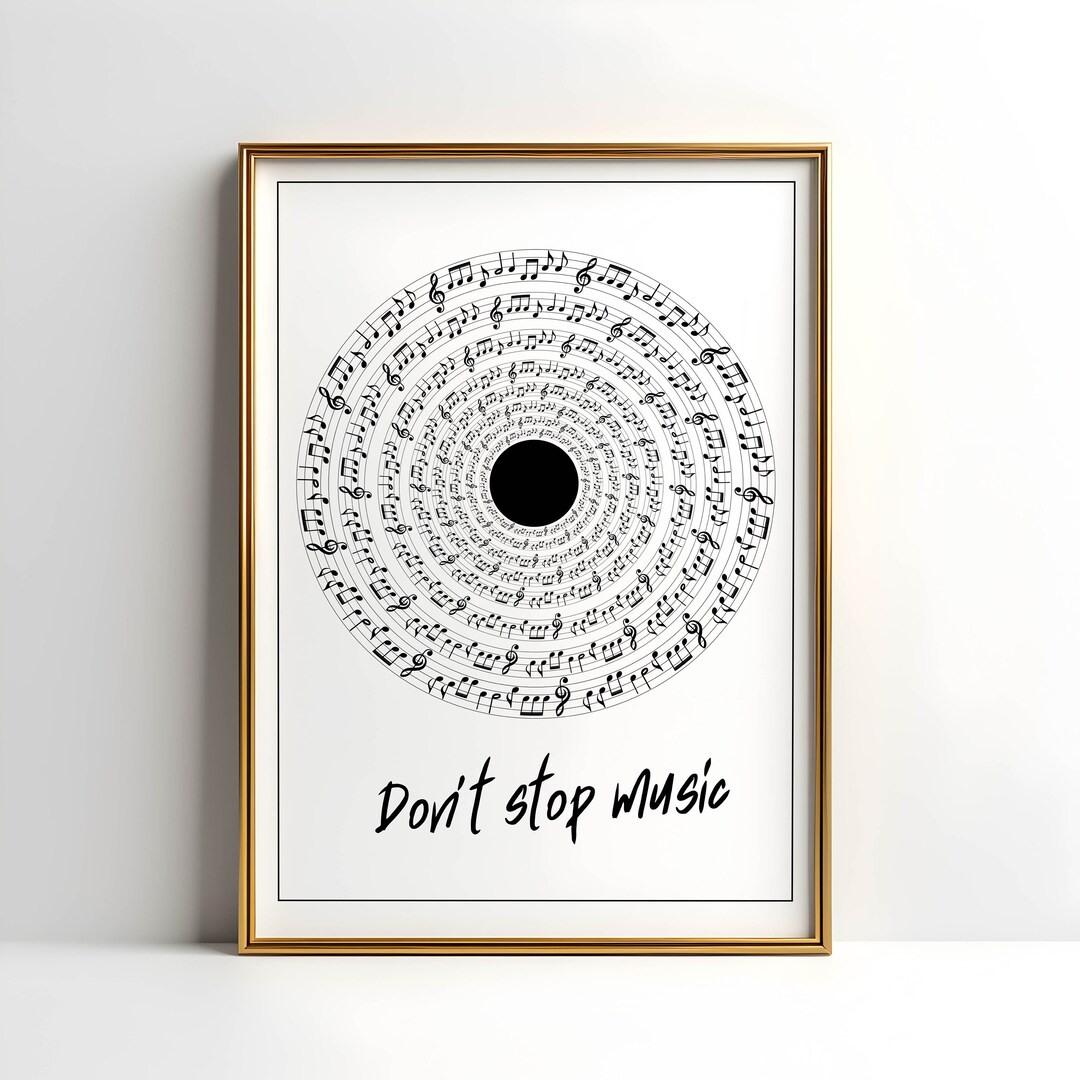 Digital Black and White Music Poster. Trendy Music Lover Gift. Funky ...