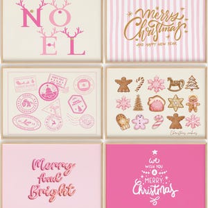 Pink Christmas Printables Set of 24 Wall Art. Winter Holiday Poster ...