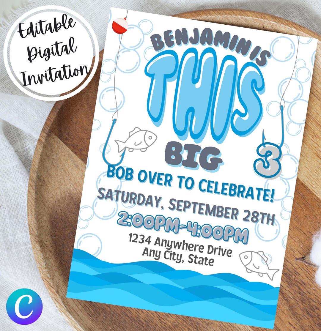 Animated Fishing Birthday Invitation, Fishing Theme Birthday Invitation ...