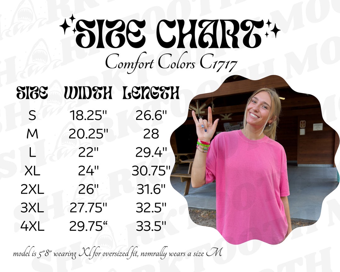 Comfort Colors Size Chart, C1717 Sizing Chart, Comfort Colors Size ...