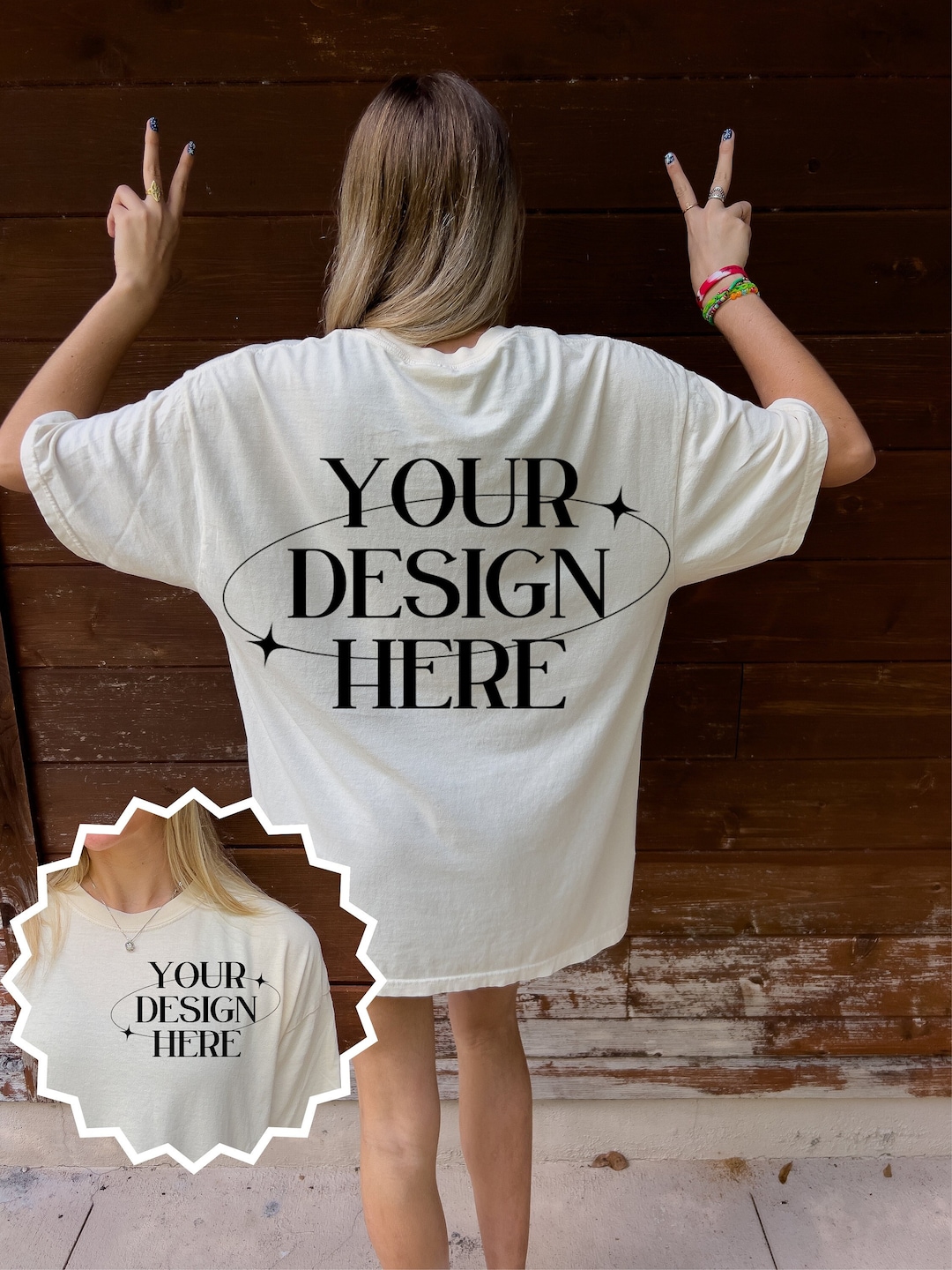 Comfort Colors C1717 Ivory Front and Back Mockup, Ivory Mockup ...