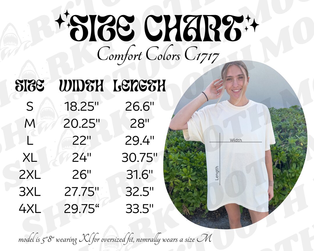 Comfort Colors Size Chart, C1717 Sizing Chart, Comfort Colors Size ...