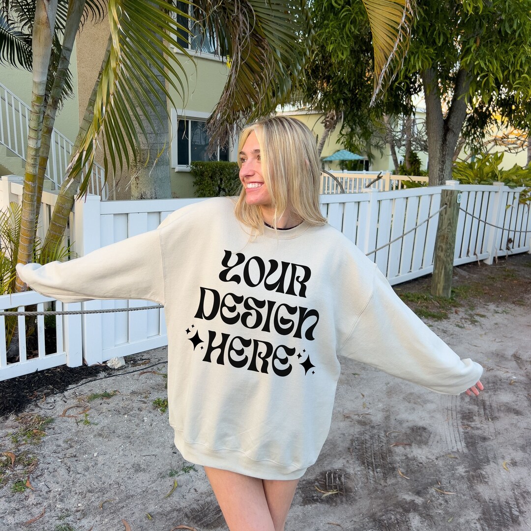 Gildan 18000 Sand Mockup, Beach Mockup, Outdoor Mockup, Sand Sweater ...