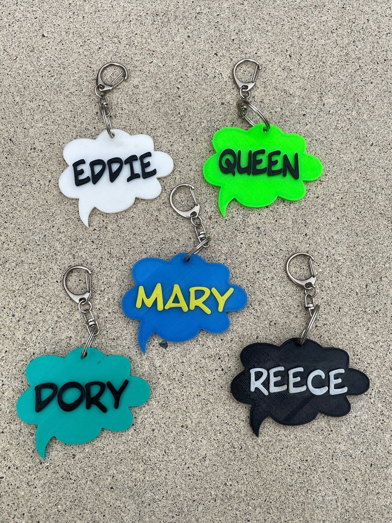 Flower Bubble Name Tag. Multicolor Personalized Name Tag, Backpack Name ...