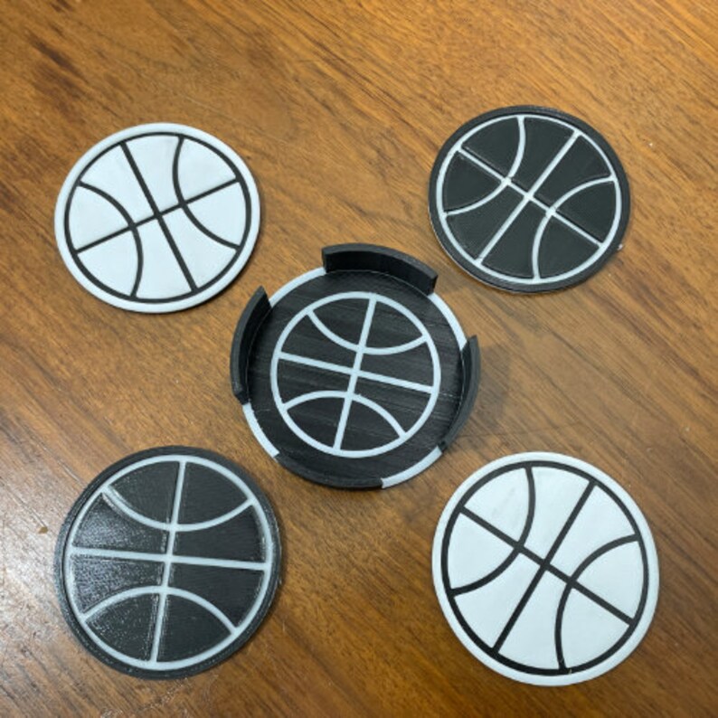 Baseball, Soccer and Basketball Coasters, (set of 4 With Coaster Holder ...