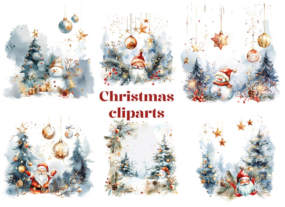 Christmas Clipart, Watercolor, 300 Dpi, PNG - Etsy