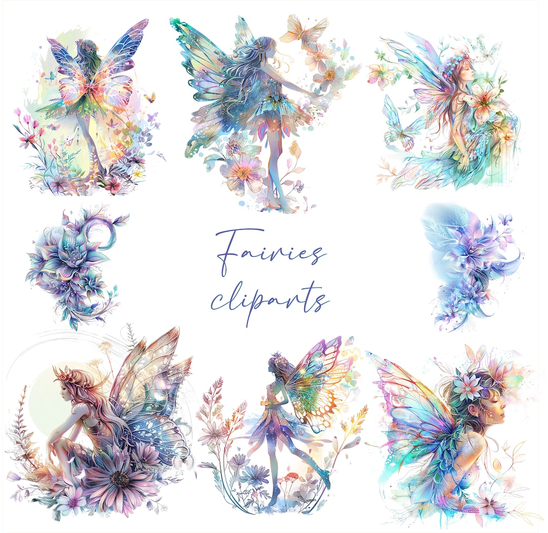 Light Fairies Watercolor Clipart, Watercolor Fairies Clipart PNG - Etsy