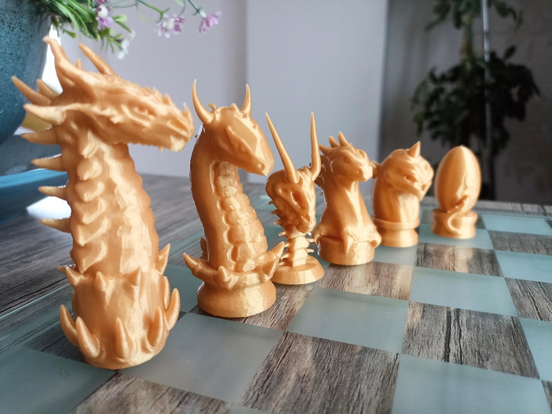Rare Dragon Chess Set, Unique 3d Printed Chess, Alternative Collectible ...