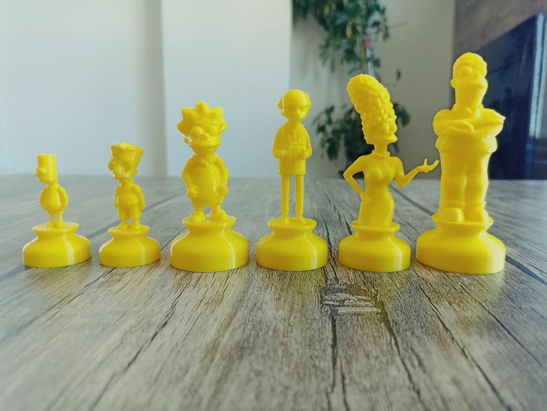 Simpsons Themed Chess Set, Colorful 3d Printed Chess 32 Pieces, Unique ...