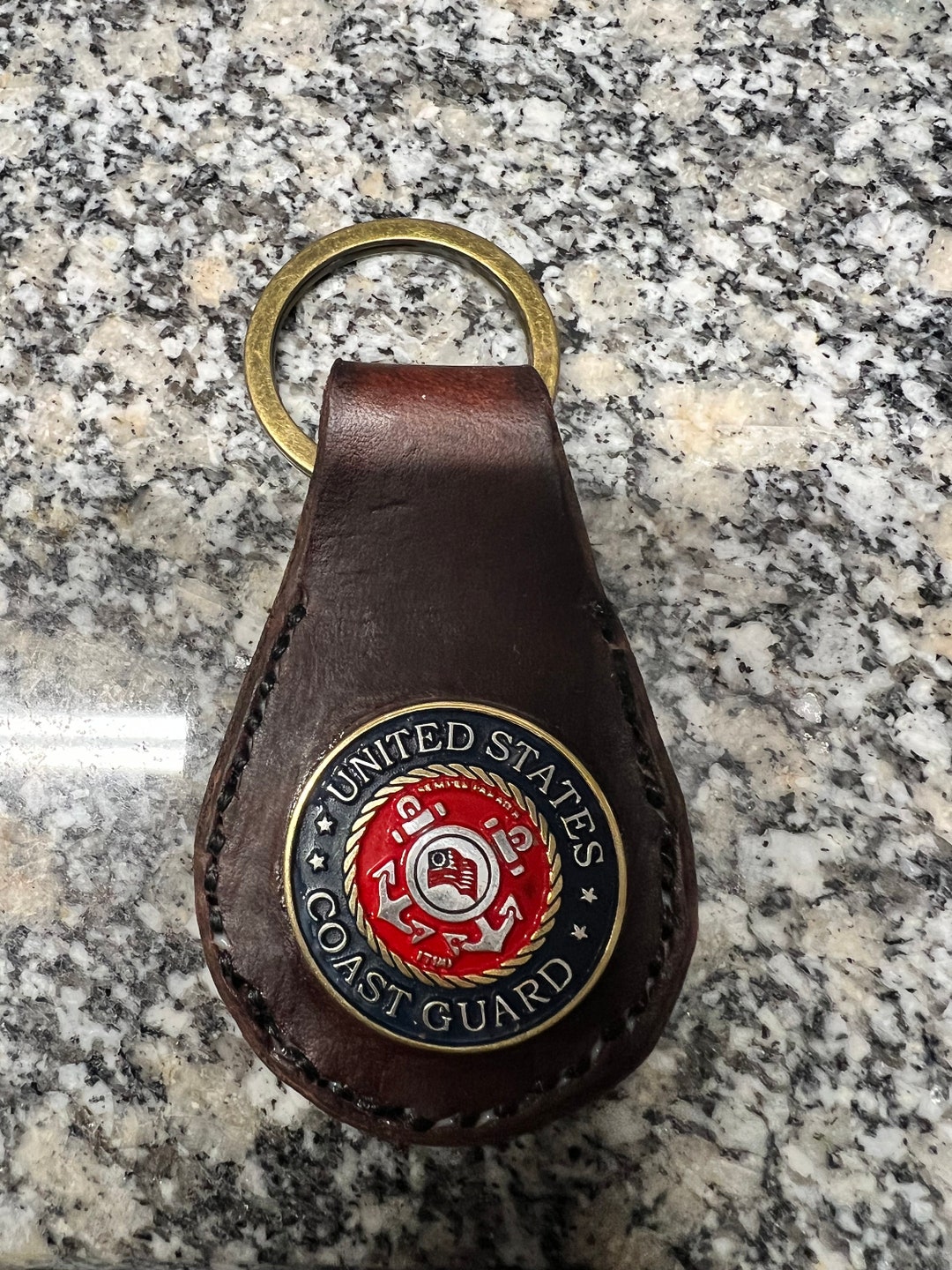 Leather US Coast Guard Keychain - Etsy