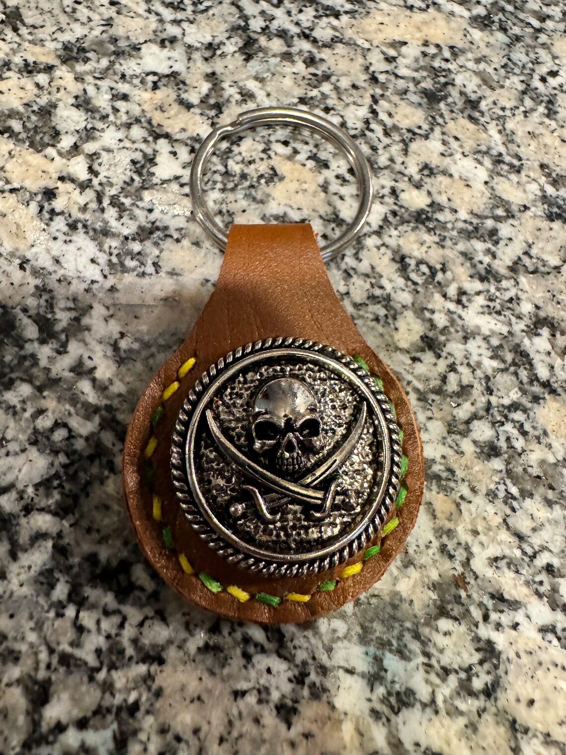 Leather Skull and Crossed Swords Keychain - Etsy