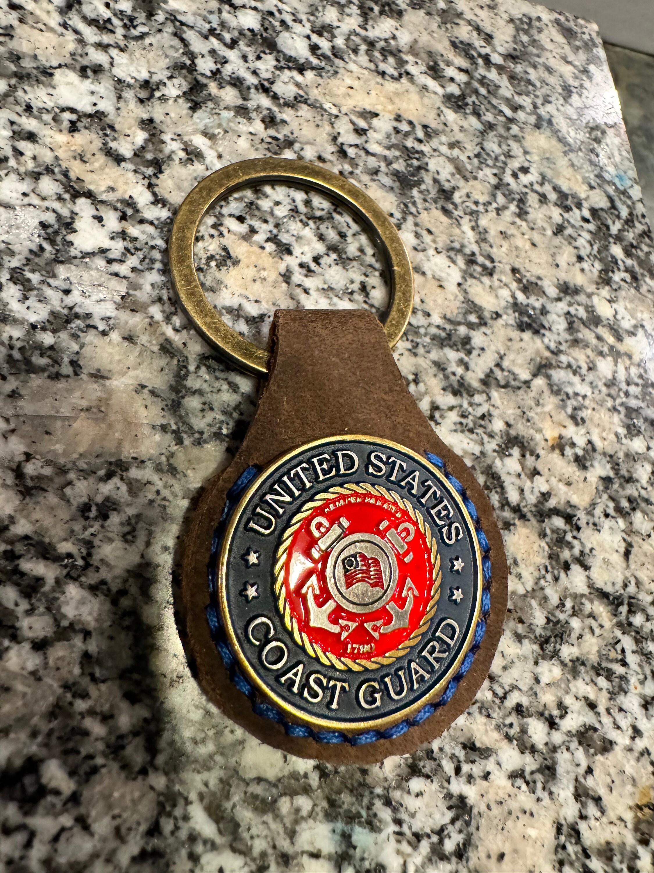 Leather US Coast Guard Keychain - Etsy