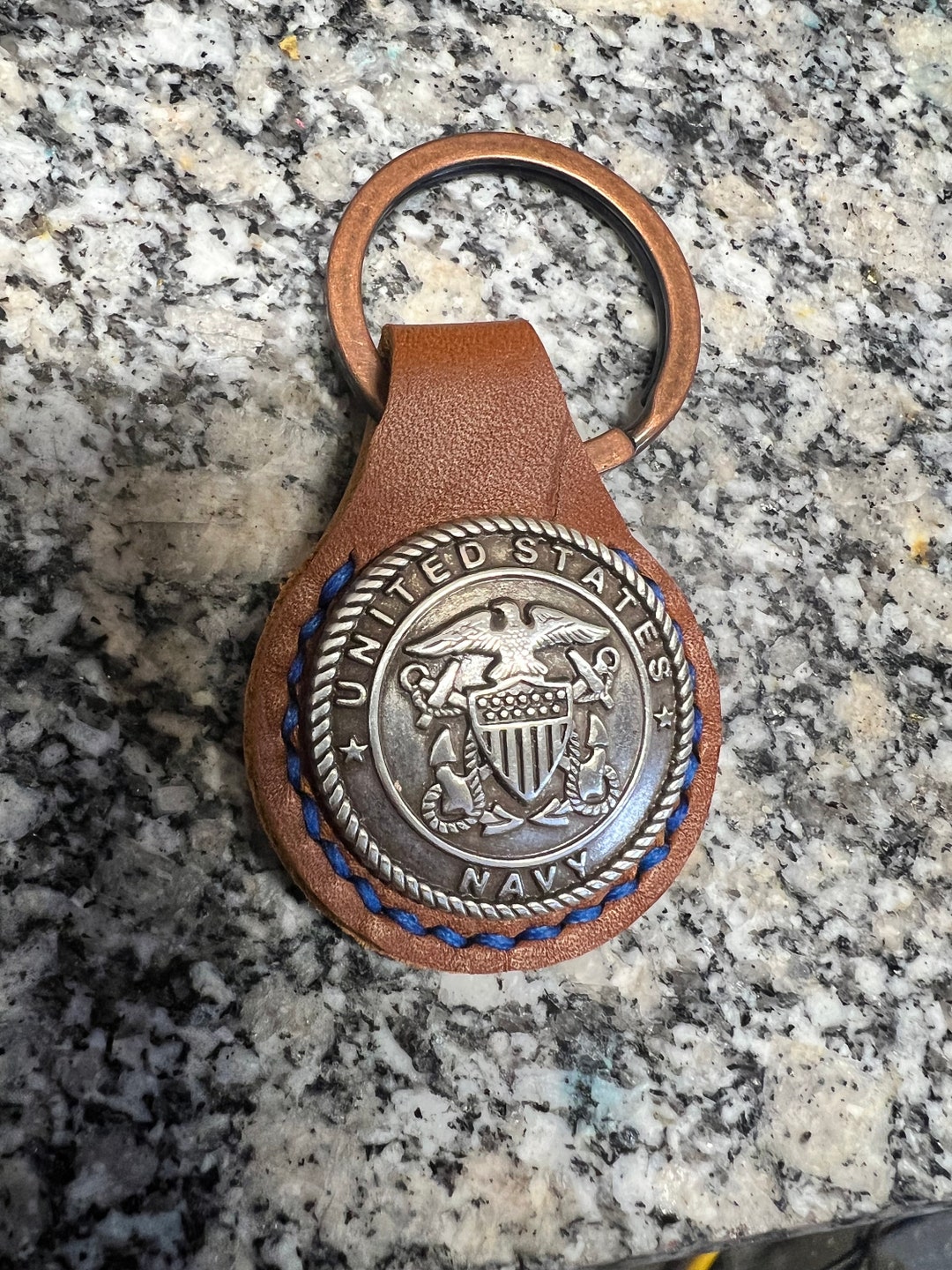 Leather US Navy Keychain - Etsy