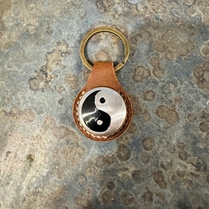 Leather Yin Yang Keychain - Etsy