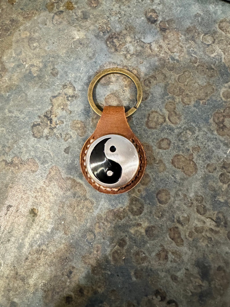 Leather Yin Yang Keychain - Etsy