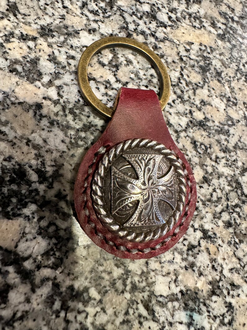 Leather Maltese Cross Keychain - Etsy