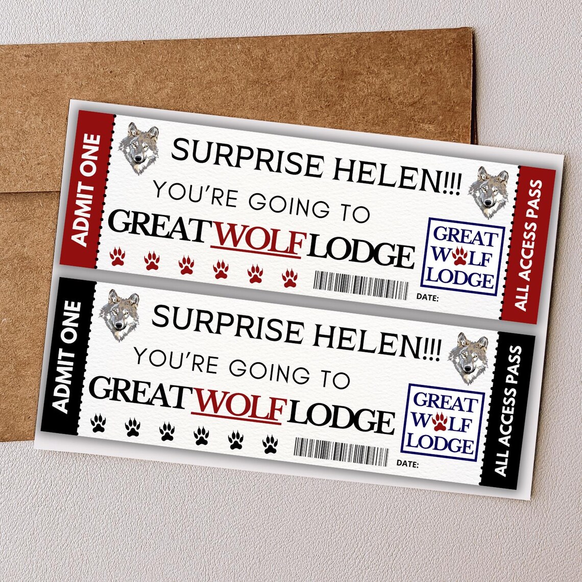 Editable Great Wolf Lodge Ticket, Great Wolf Lodge Printable Ticket ...