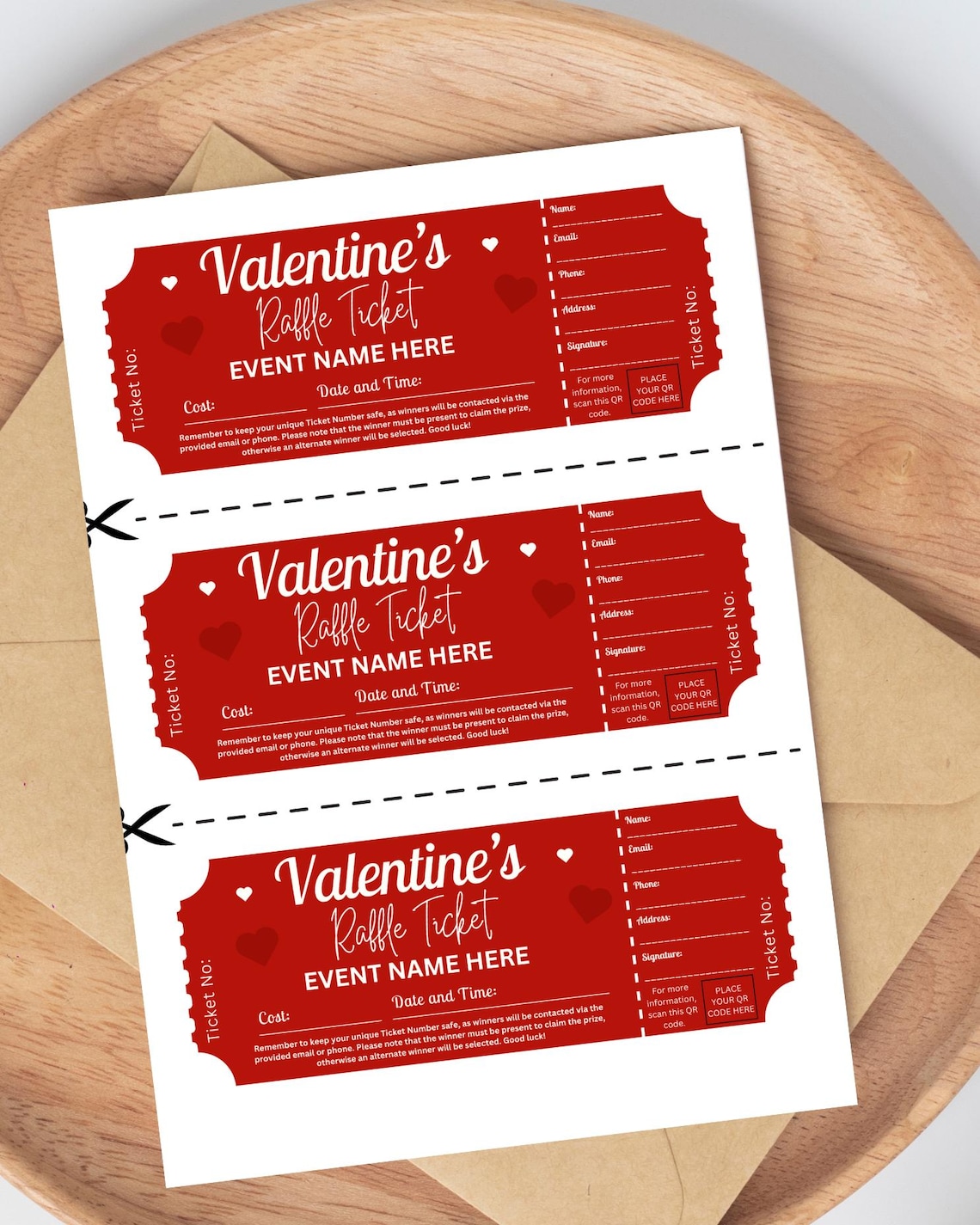 Editable Valentines Raffle Ticket Template, Digital Canva Printable ...