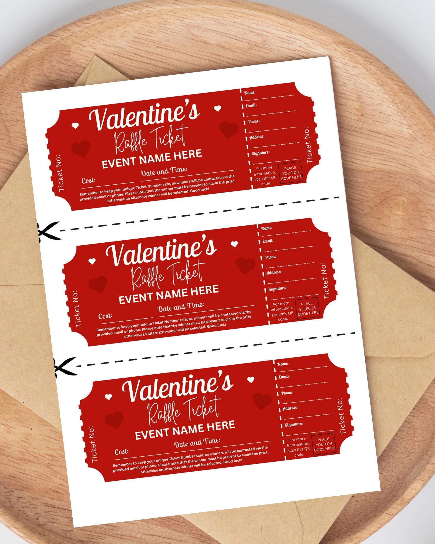 Editable Valentines Raffle Ticket Template, Digital Canva Printable ...