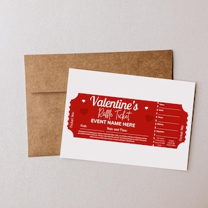 Editable Valentines Raffle Ticket Template, Digital Canva Printable ...