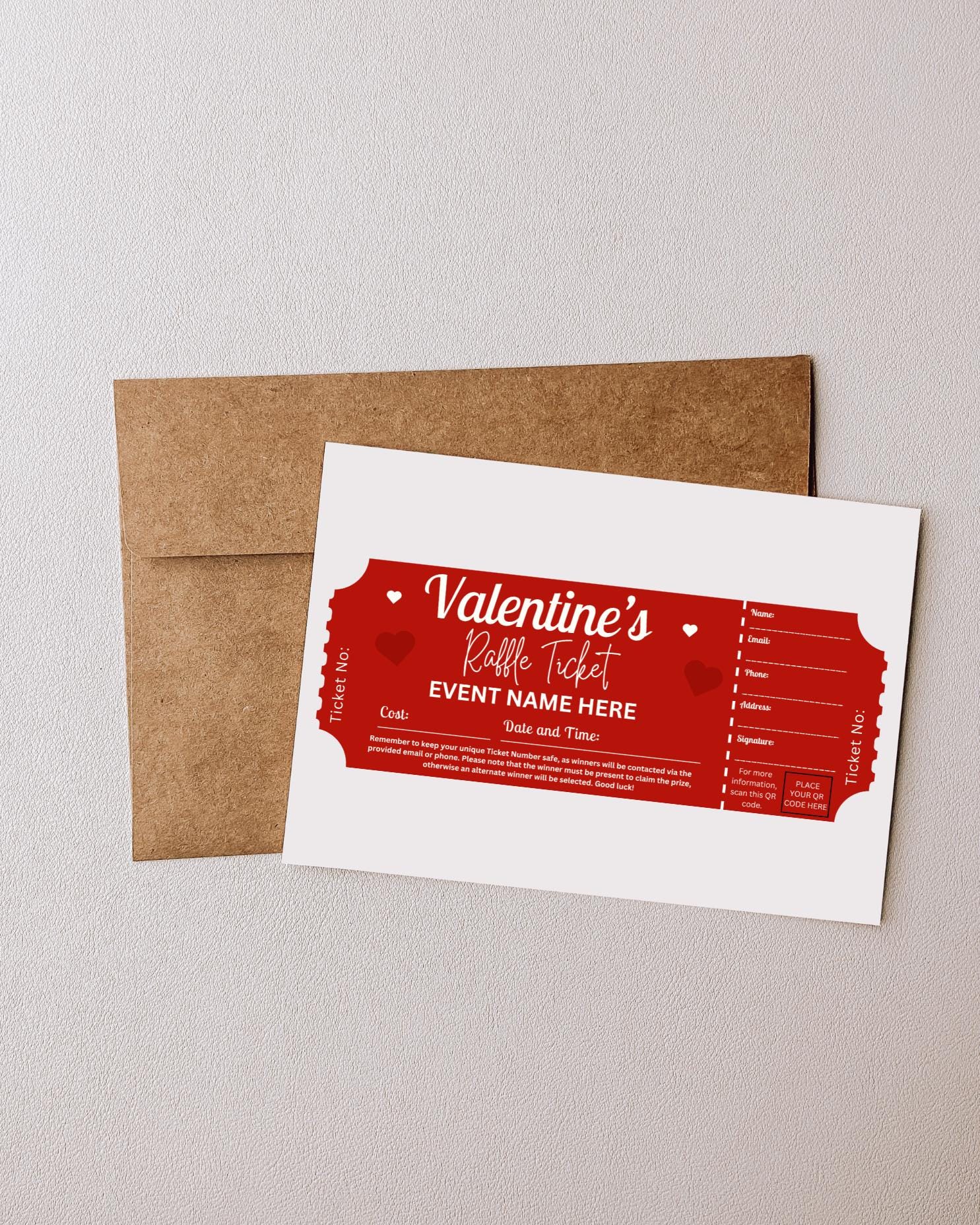 Editable Valentines Raffle Ticket Template, Digital Canva Printable ...