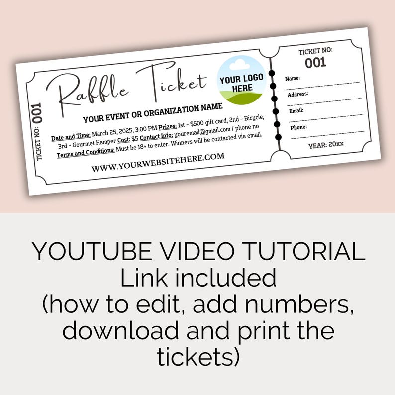 Custom Raffle Ticket, Raffle Ticket Form, Digital Canva Raffle Ticket ...