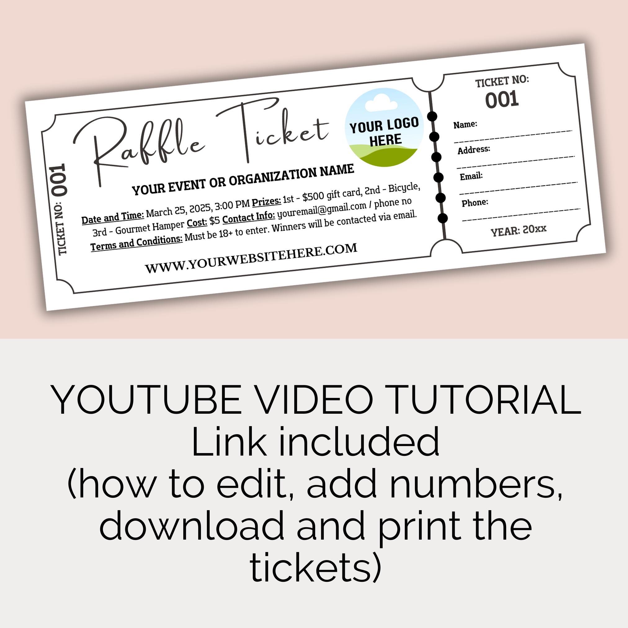 Custom Raffle Ticket, Raffle Ticket Form, Digital Canva Raffle Ticket ...