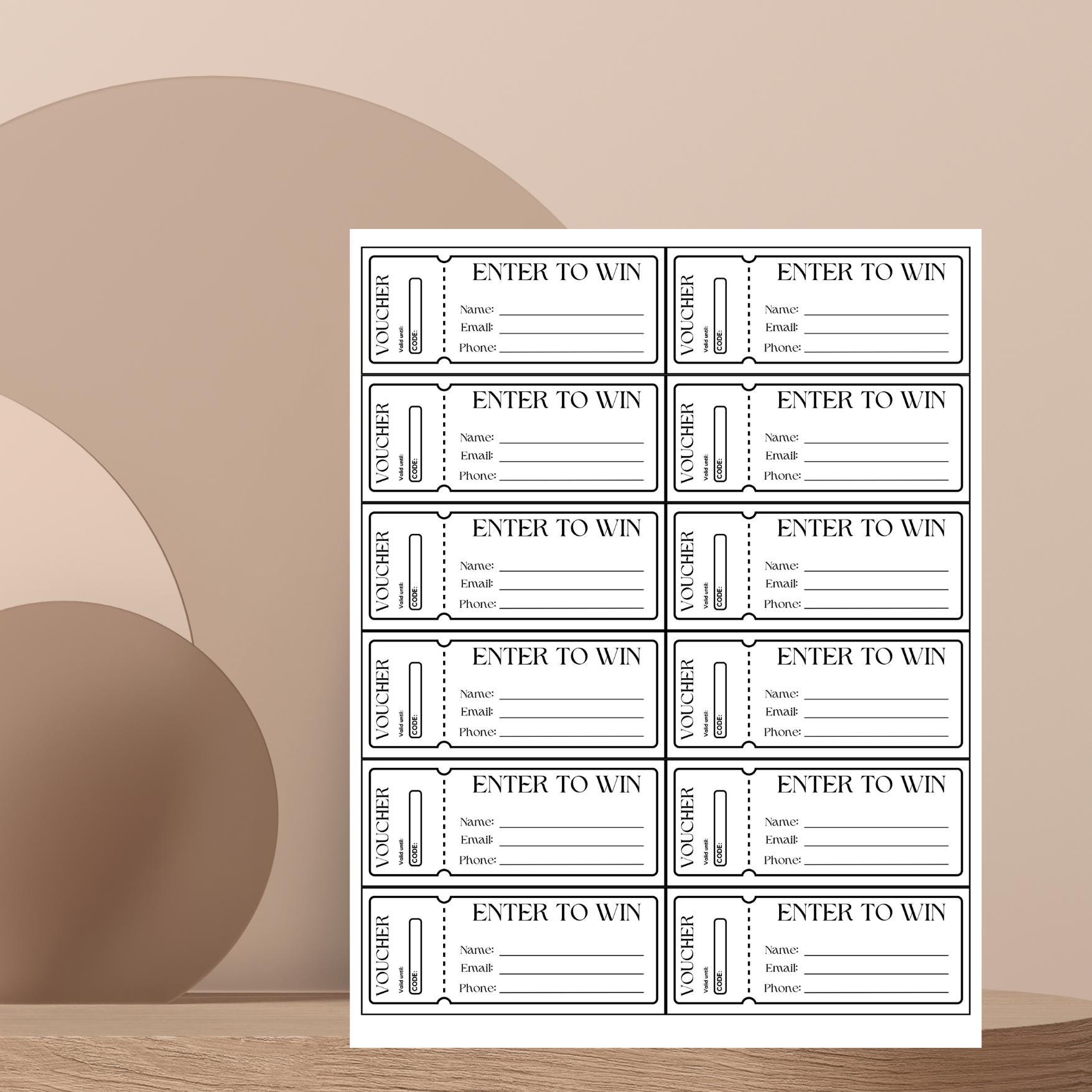 Raffle Ticket Template, Printable Enter to Win Ticket, Raffle Ticket ...