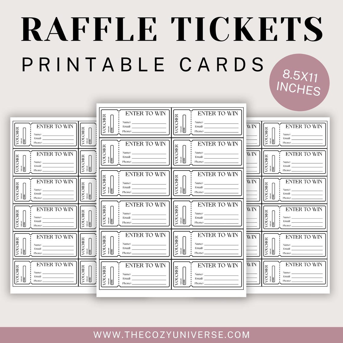 Raffle Ticket Template, Printable Enter to Win Ticket, Raffle Ticket ...