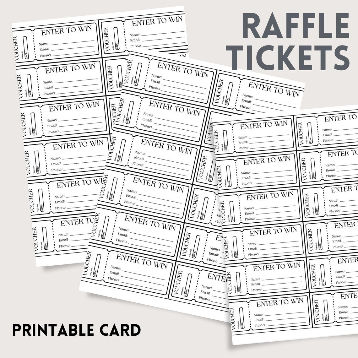 Raffle Ticket Template, Printable Enter to Win Ticket, Raffle Ticket ...