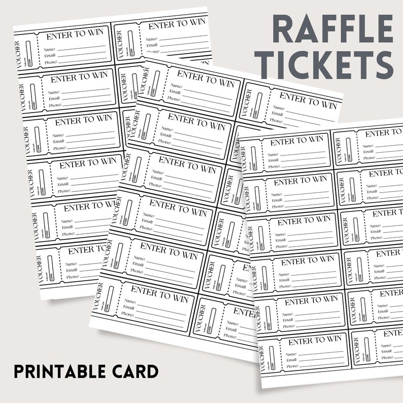 Raffle Ticket Template, Printable Enter to Win Ticket, Raffle Ticket ...