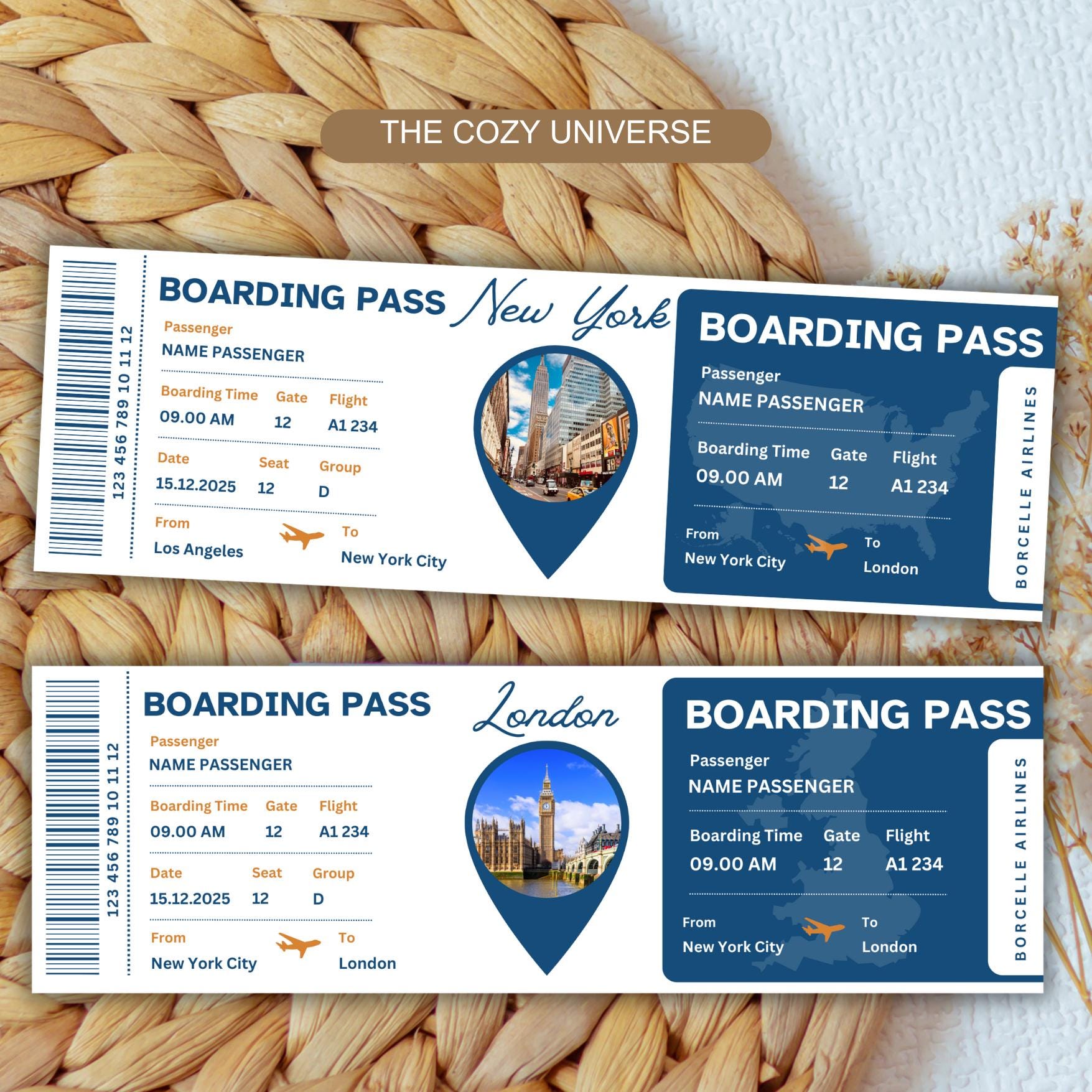 Editable Boarding Pass Canva Template, Flight Tickets, Printable Custom ...